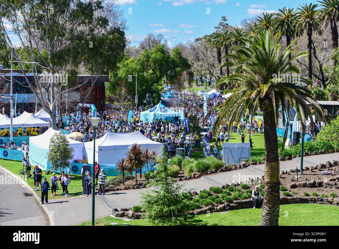 Event's grounds and amusement tents seen during Connor's Run charity ...