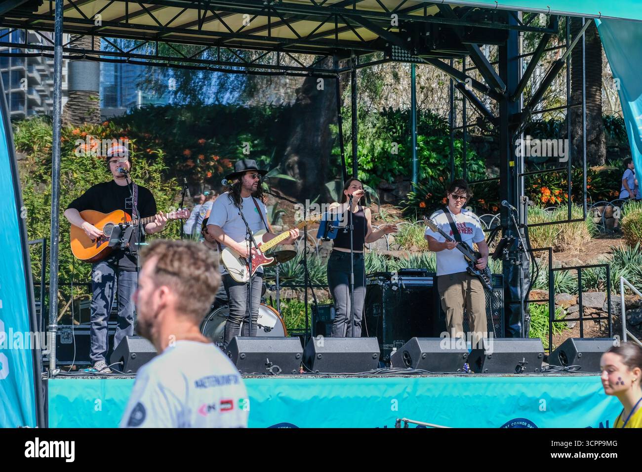 The Charltons cover band seen performing on stage during Connor's Run ...