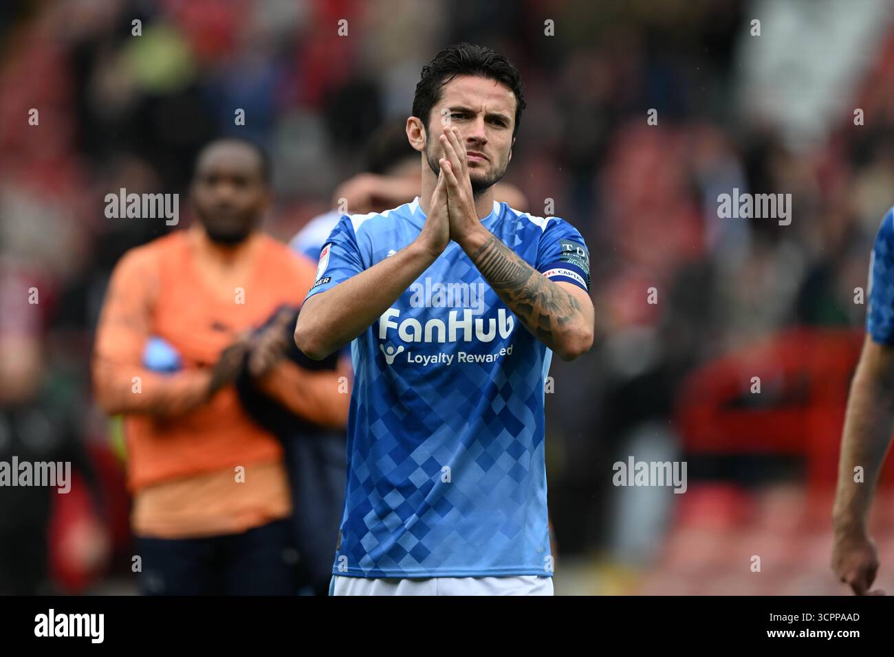Derby County's Lewis Travis applauds supporters after the final whistle ...