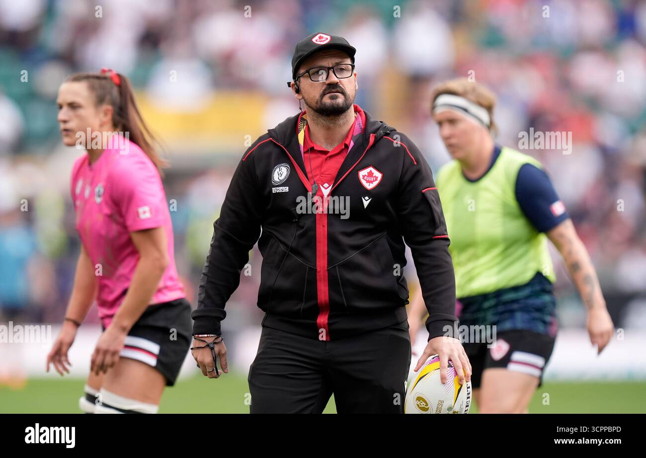 Canada's head coach Kevin Rouet during the Women's Rugby World Cup ...