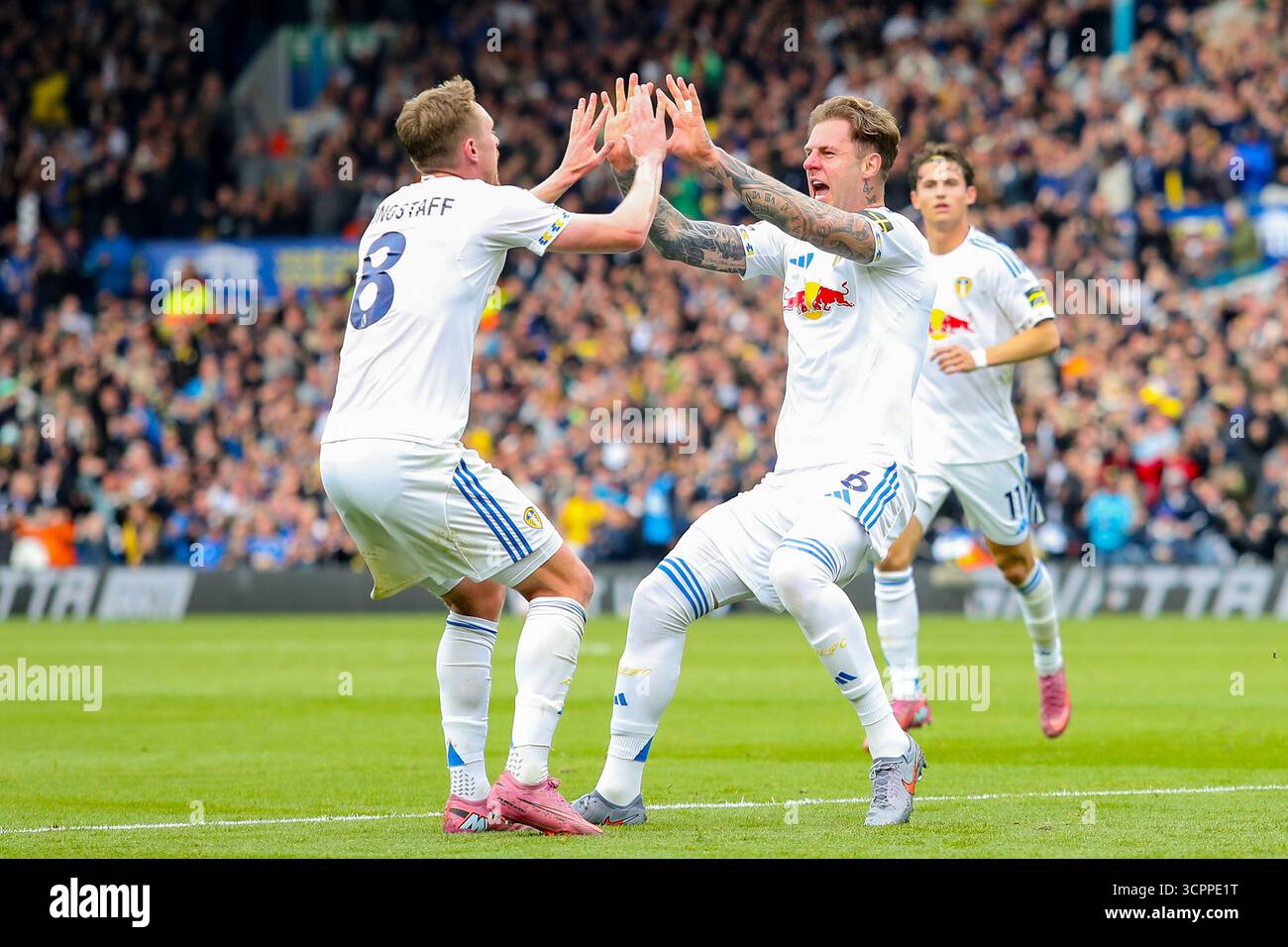 Joe Rodon Of Leeds United scores a GOAL 1-1 and celebrates during the ...