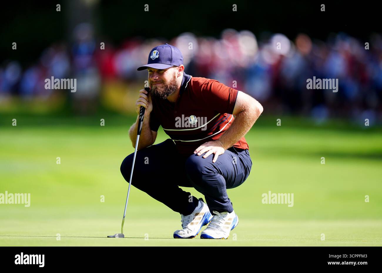 Tyrrell Hatton of Team Europe during the morning foursomes on day two ...