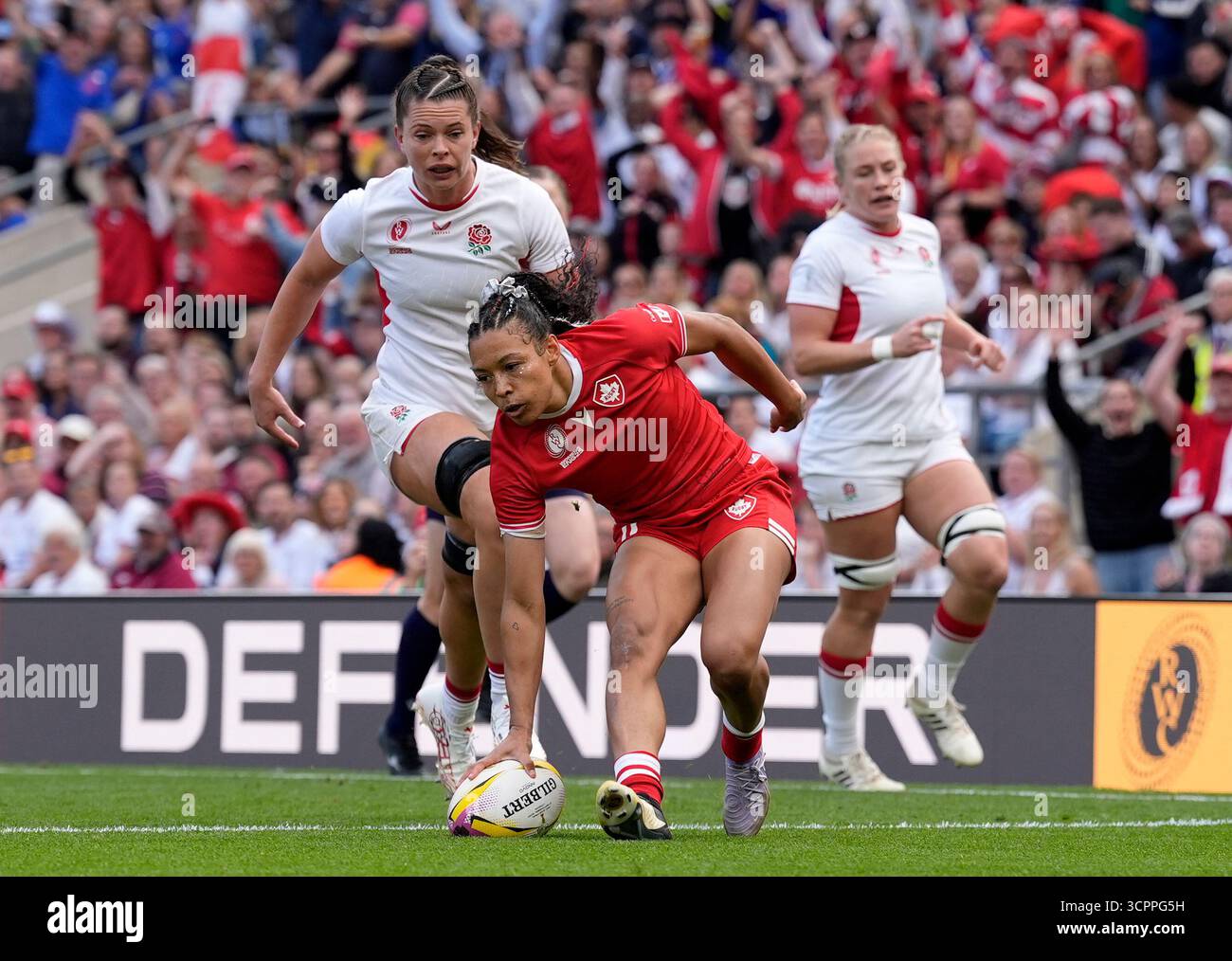 Canada's Asia Hogan-Rochester scores her sides first try during the ...