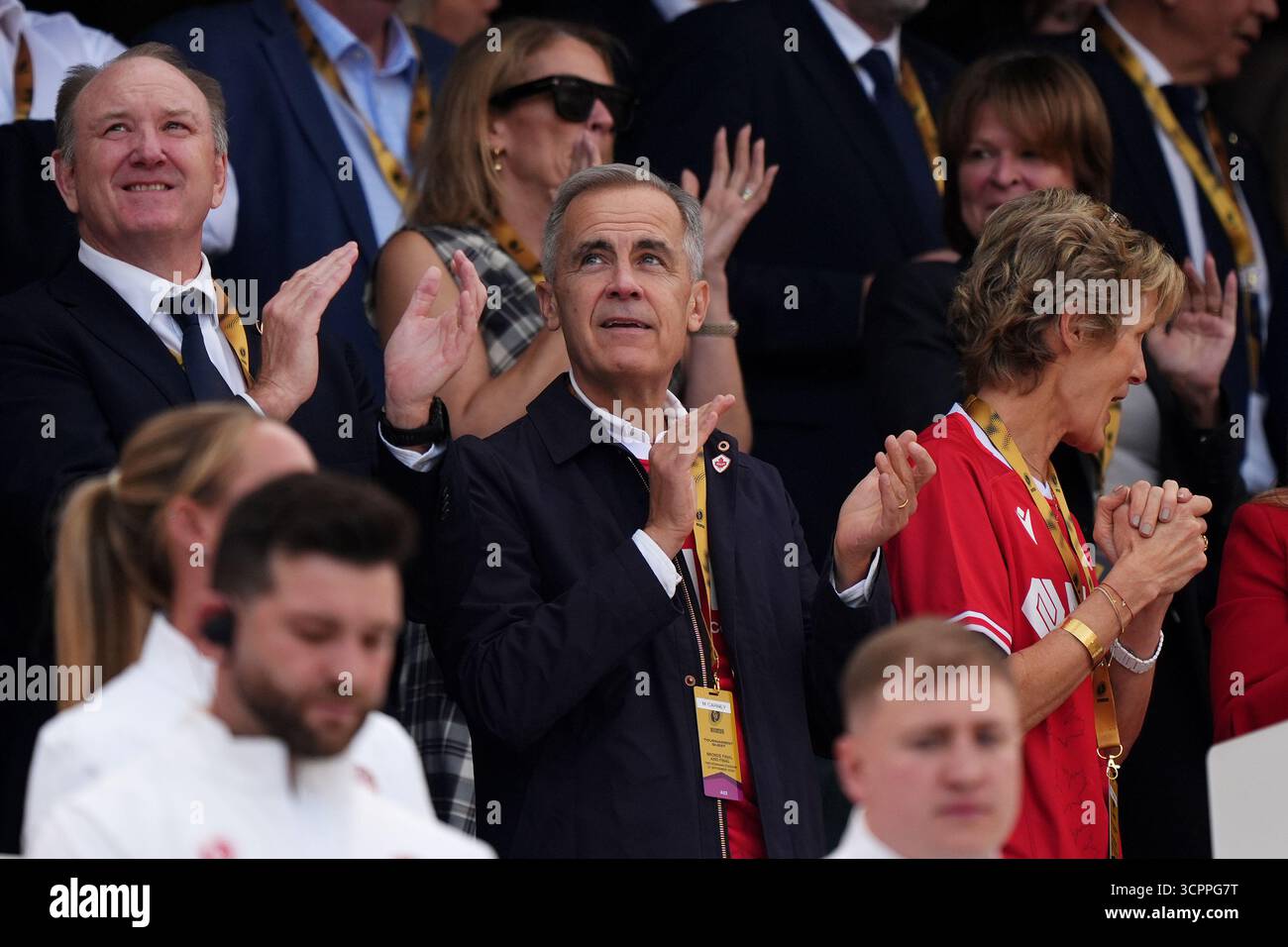 Prime Minister of Canada Mark Carney (centre) during the Women's Rugby ...