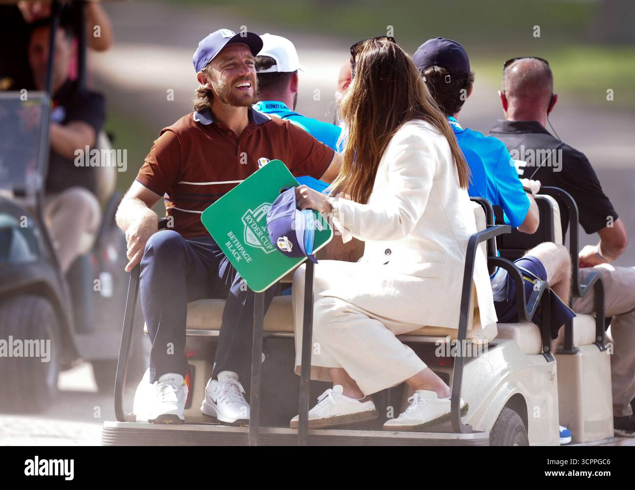 Tommy Fleetwood of Team Europe with his wife Clare Fleetwood during the ...