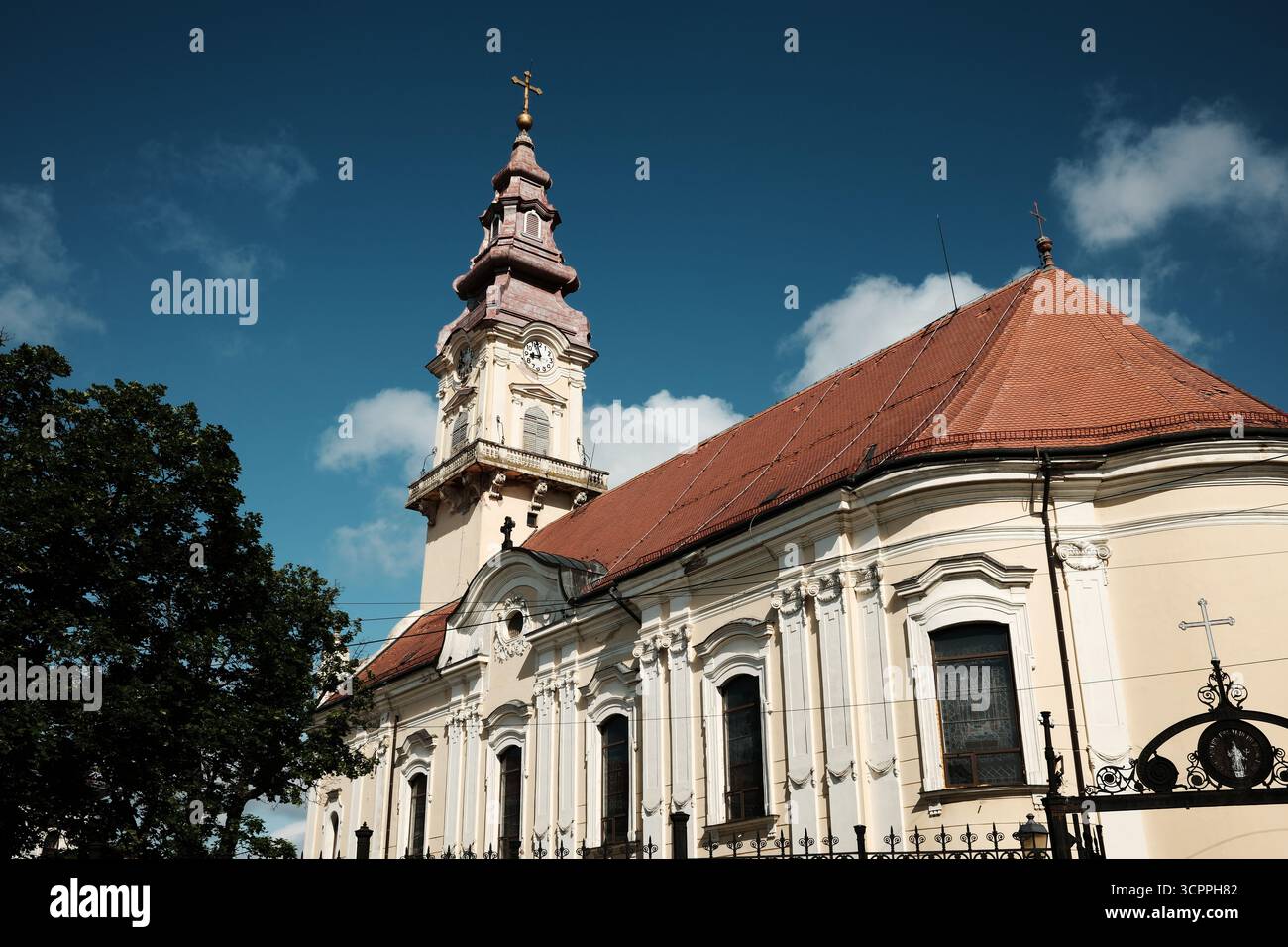 Serbian Orthodox church in Vrsac with baroque architecture and a tall ...