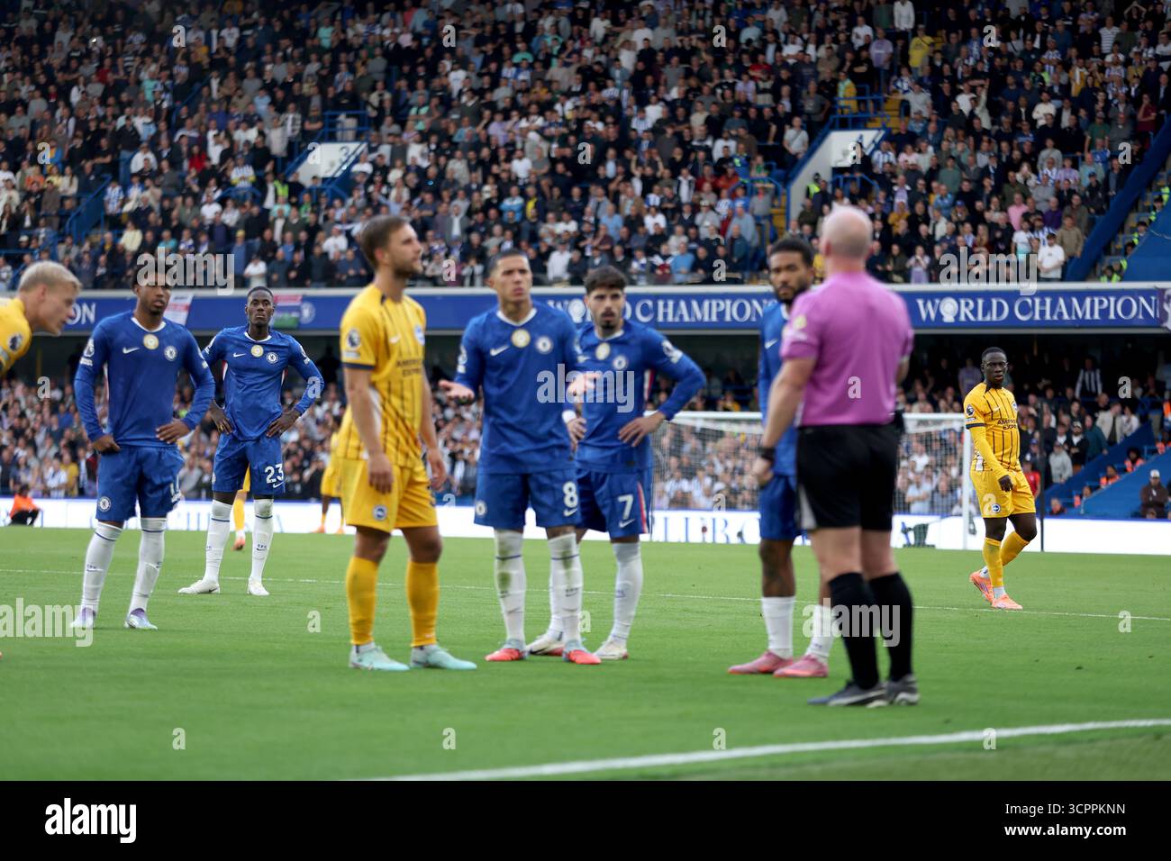 Chelsea's Trevoh Chalobah (second left) waits for referee Simon Hooper ...