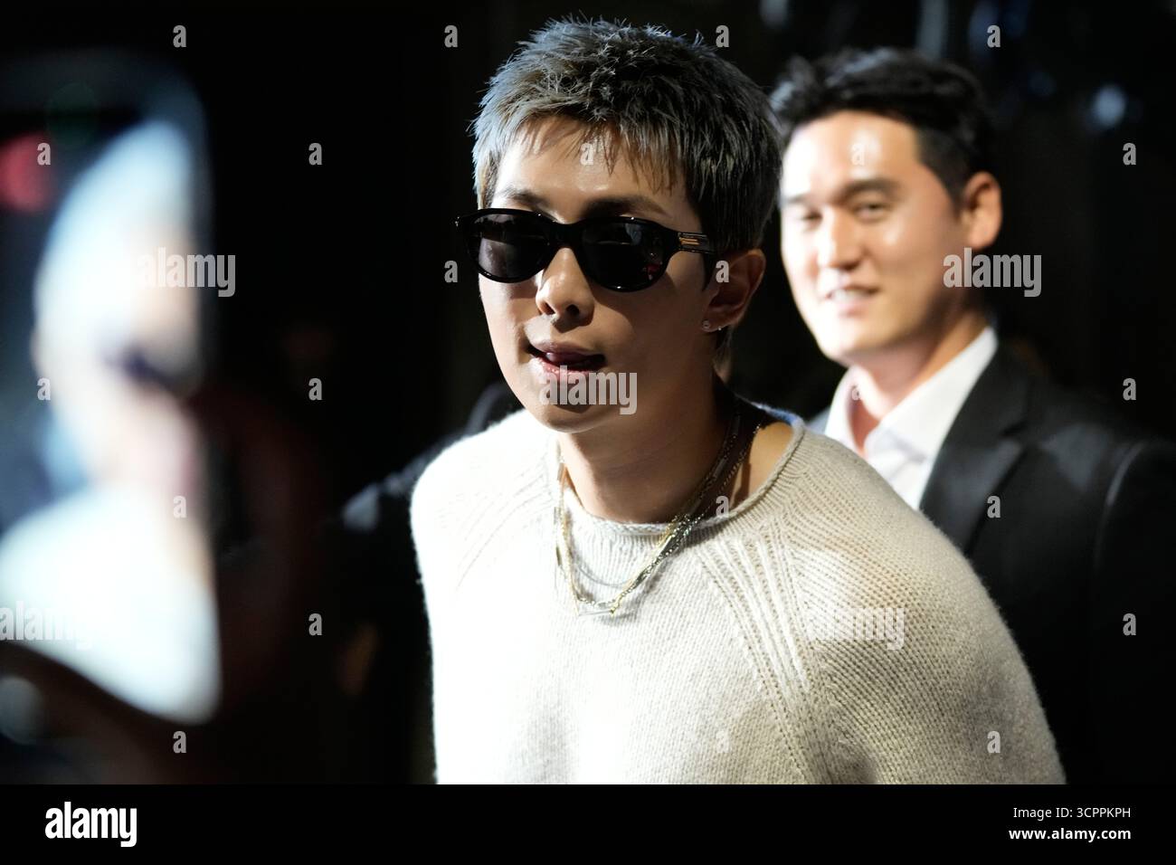 RM of BTS arrives at the Bottega Veneta women's Spring-Summer 2026 fashion show, in Milan, Italy ...