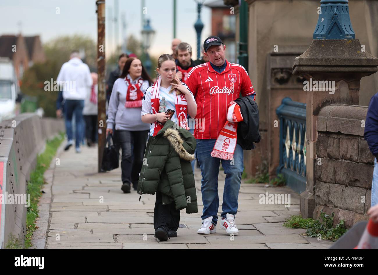 Nottingham Forest fans on their way to the stadium before the Premier ...