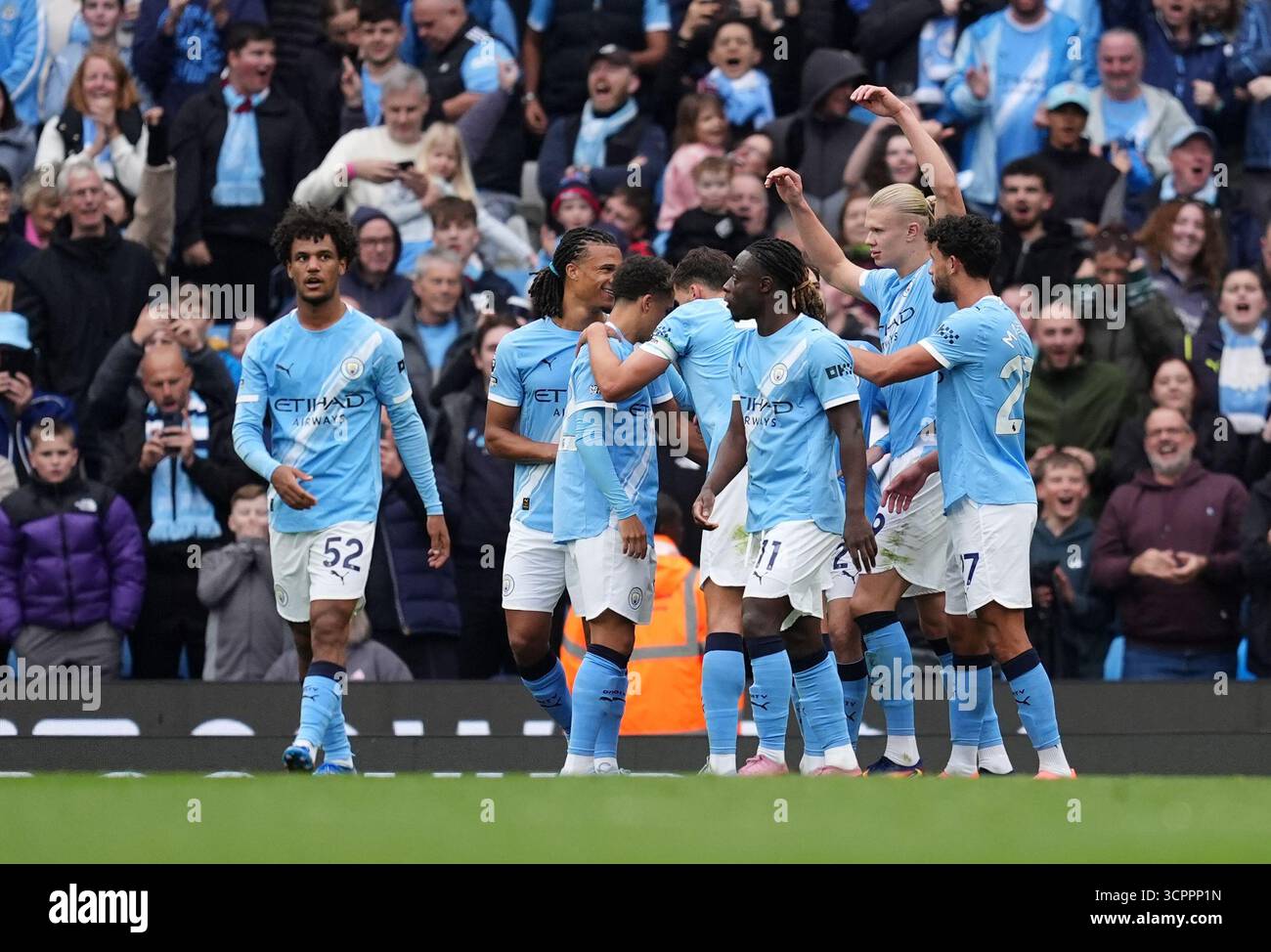 Manchester City's Erling Haaland celebrates scoring their side's fourth ...