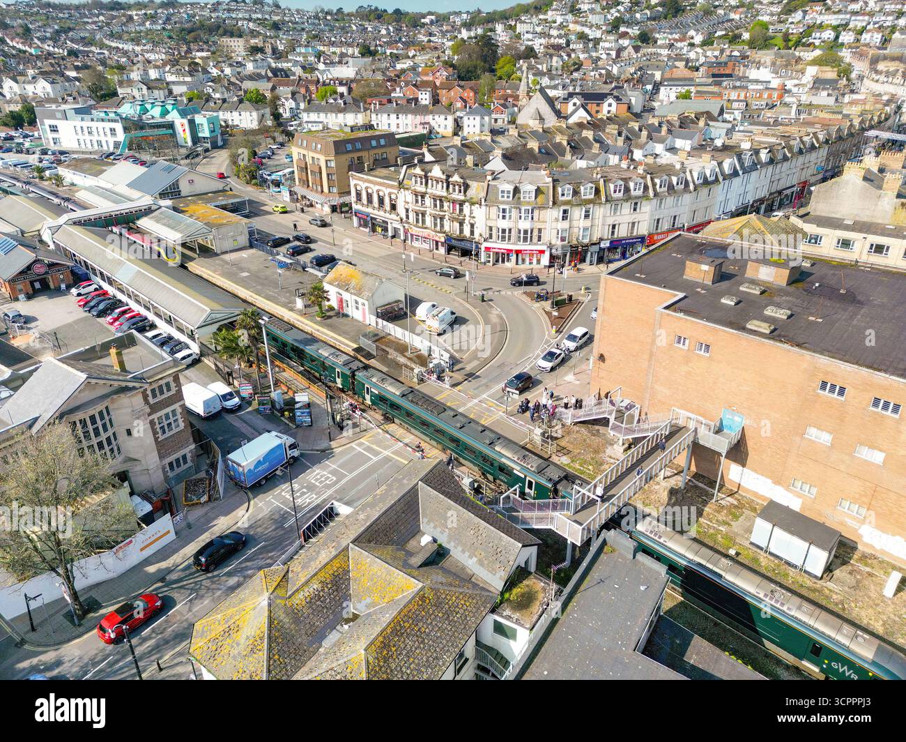 Paignton, Devon, England, UK - 24 April 2025: Aerial view of the town ...