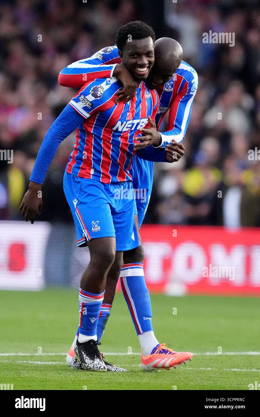 Crystal Palace's Eddie Nketiah celebrates scoring their side's second ...