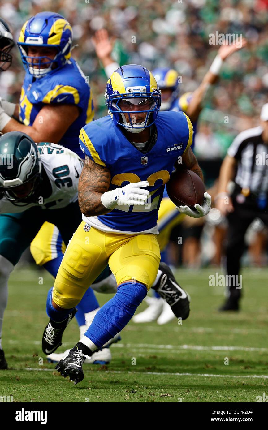 Los Angeles Rams' Blake Corum runs against the Philadelphia Eagles ...