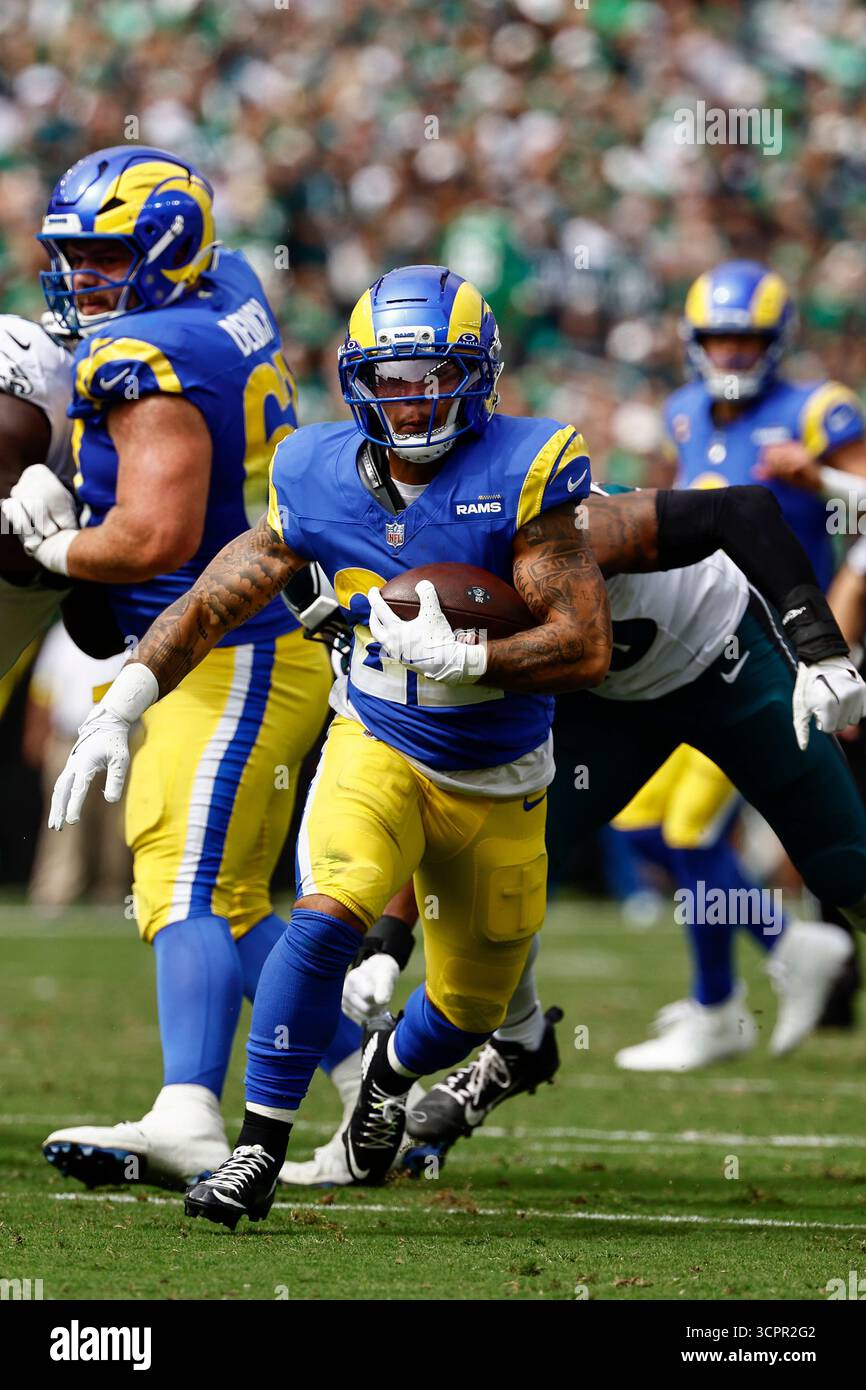 Los Angeles Rams' Blake Corum runs against the Philadelphia Eagles ...
