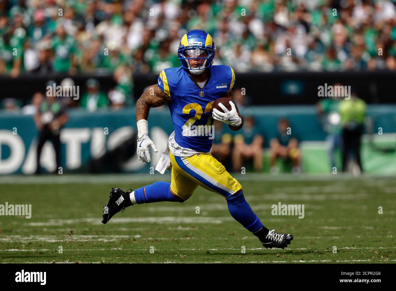 Los Angeles Rams' Blake Corum runs against the Philadelphia Eagles ...
