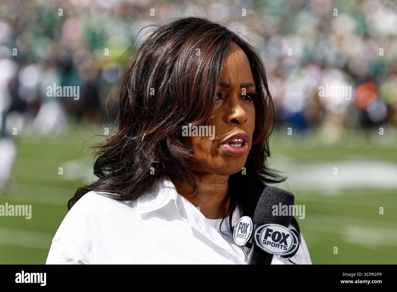 Fox Sports NFL sideline reporter Pam Oliver during an NFL football game ...