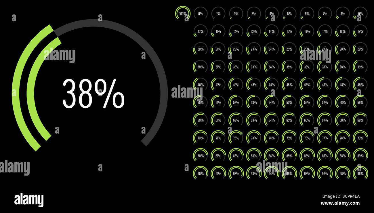 Set of circular sector arc percentage diagrams meters progress bar from ...
