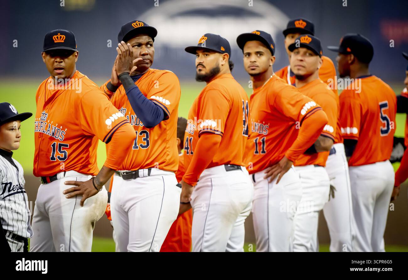 ROTTERDAM - Dutch baseball players in action against Italy during the ...