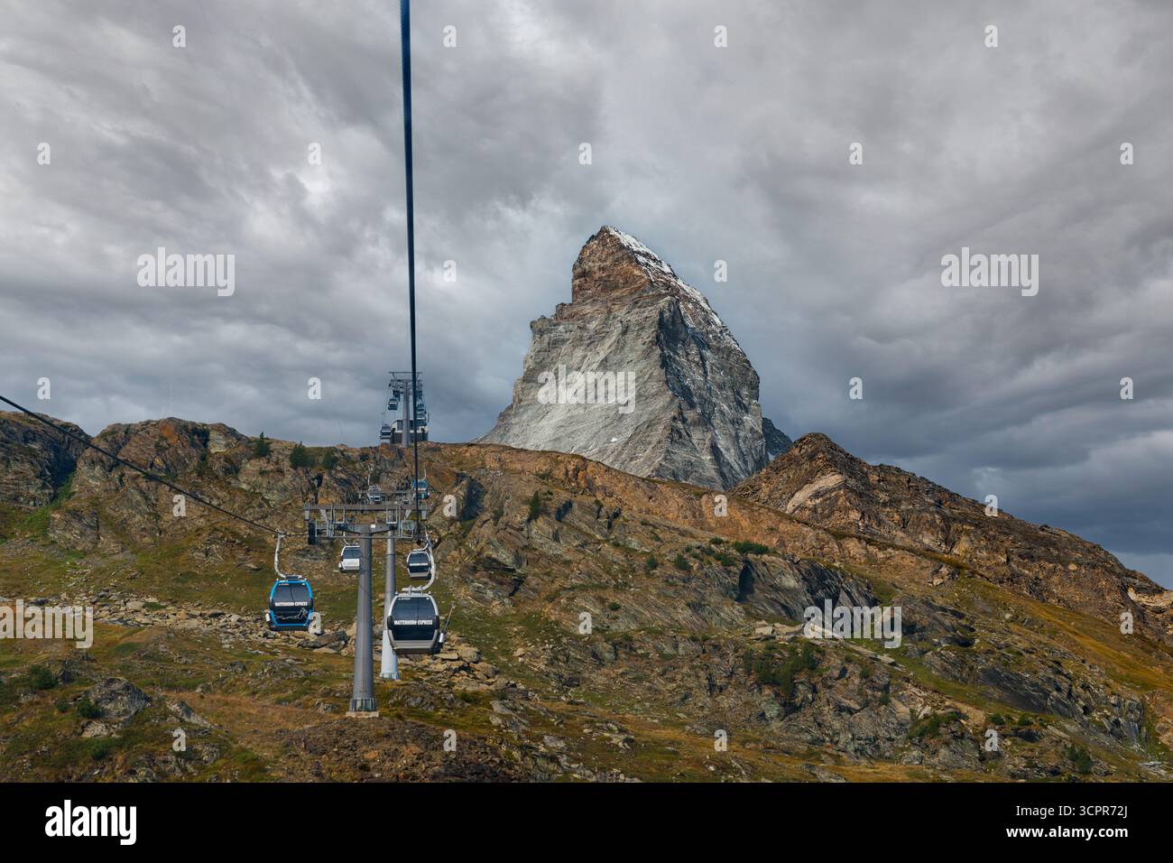 Riding the Matterhorn Express cable car from Zermatt to Schwarzsee ...