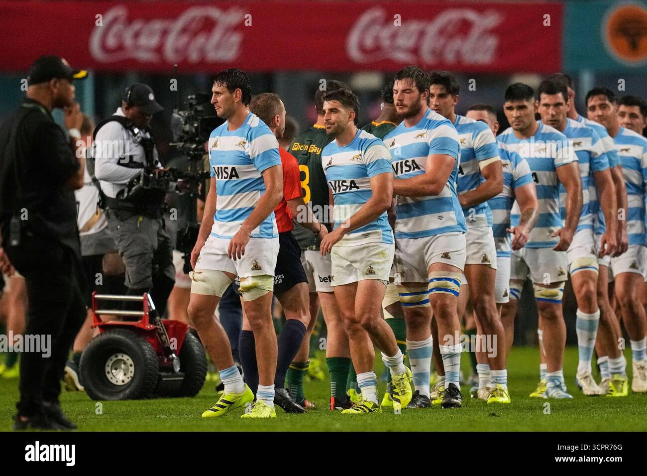 Argentina's players leave the field following a rugby championship test ...
