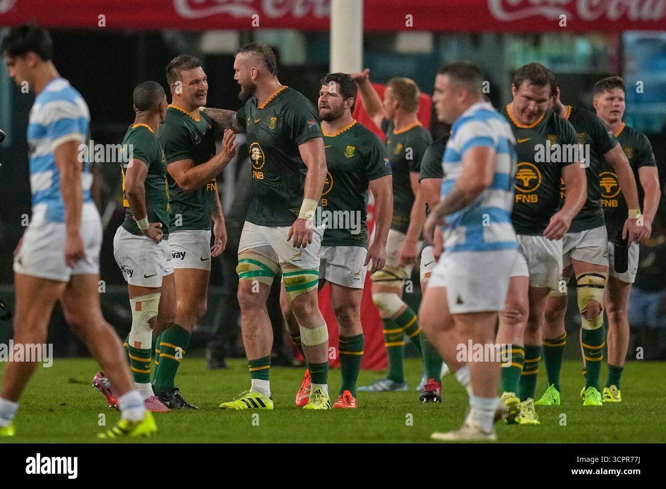 South Africa's players celebrate following a rugby championship test ...