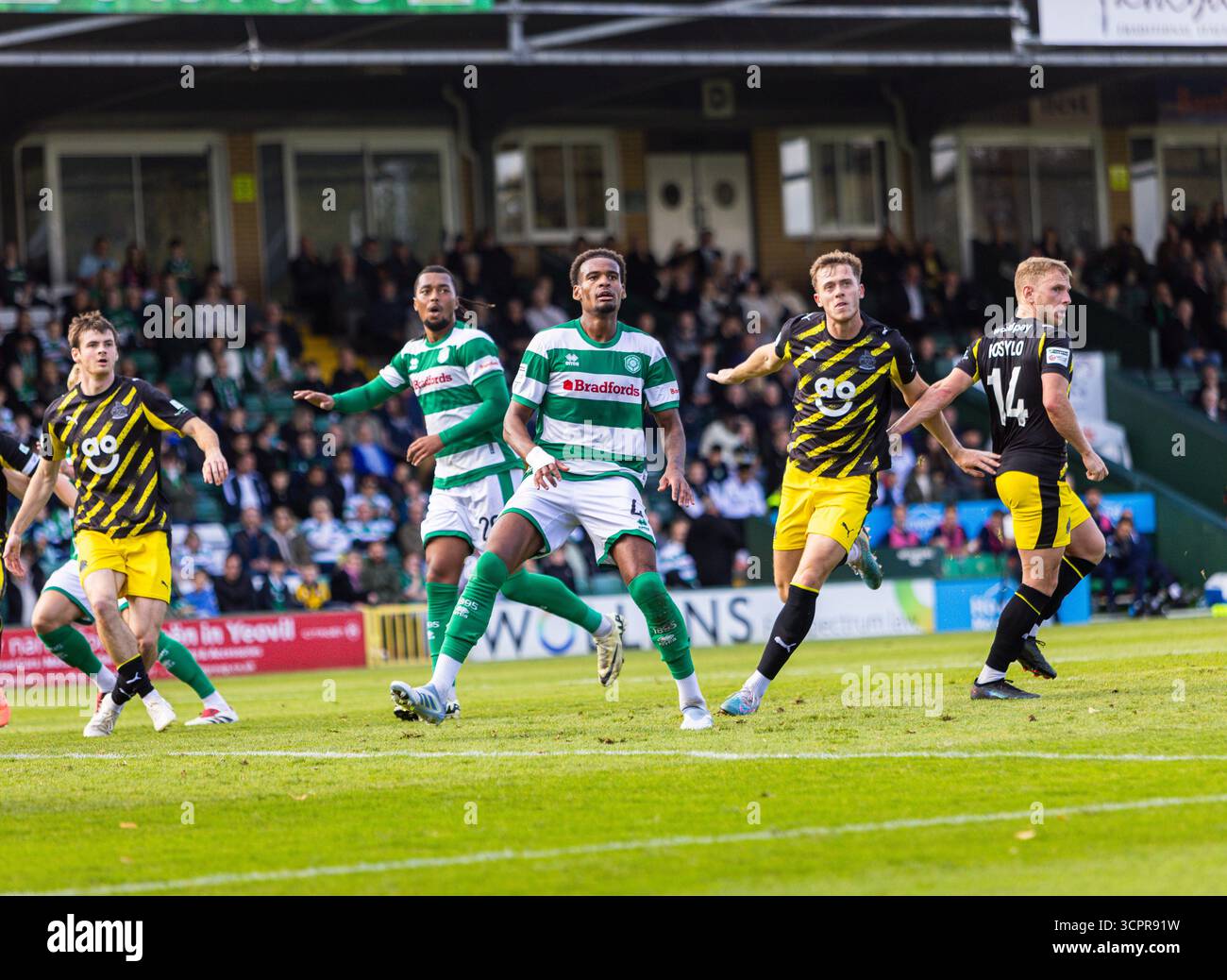 Yeovil Town's Morgan Williams waiting for the ball to come into the box ...