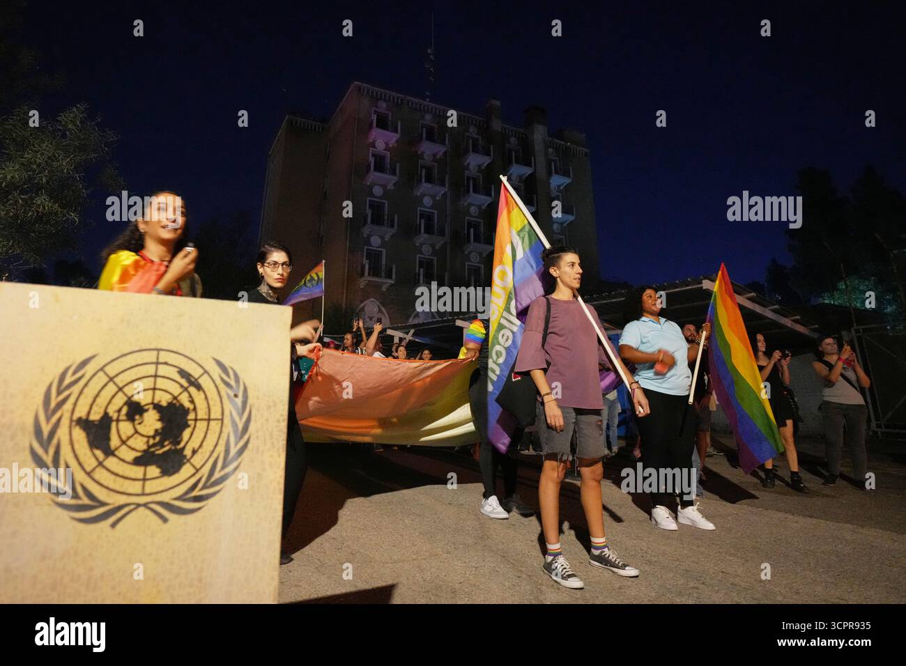 Greek Cypriot and Turkish Cypriot LGBTQ groups take part in a Pride ...