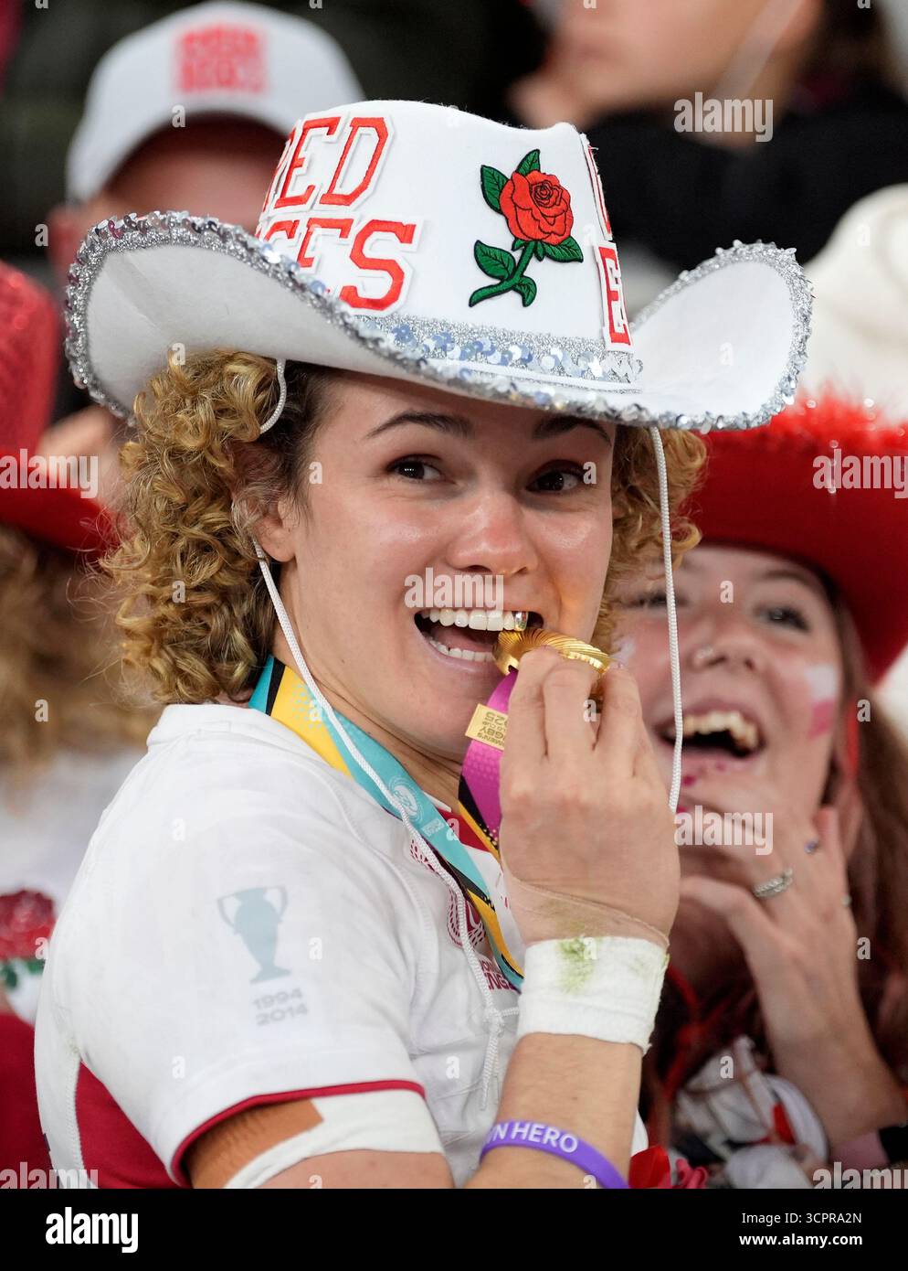 England's Ellie Kildunne celebrates with her winners medal after the ...