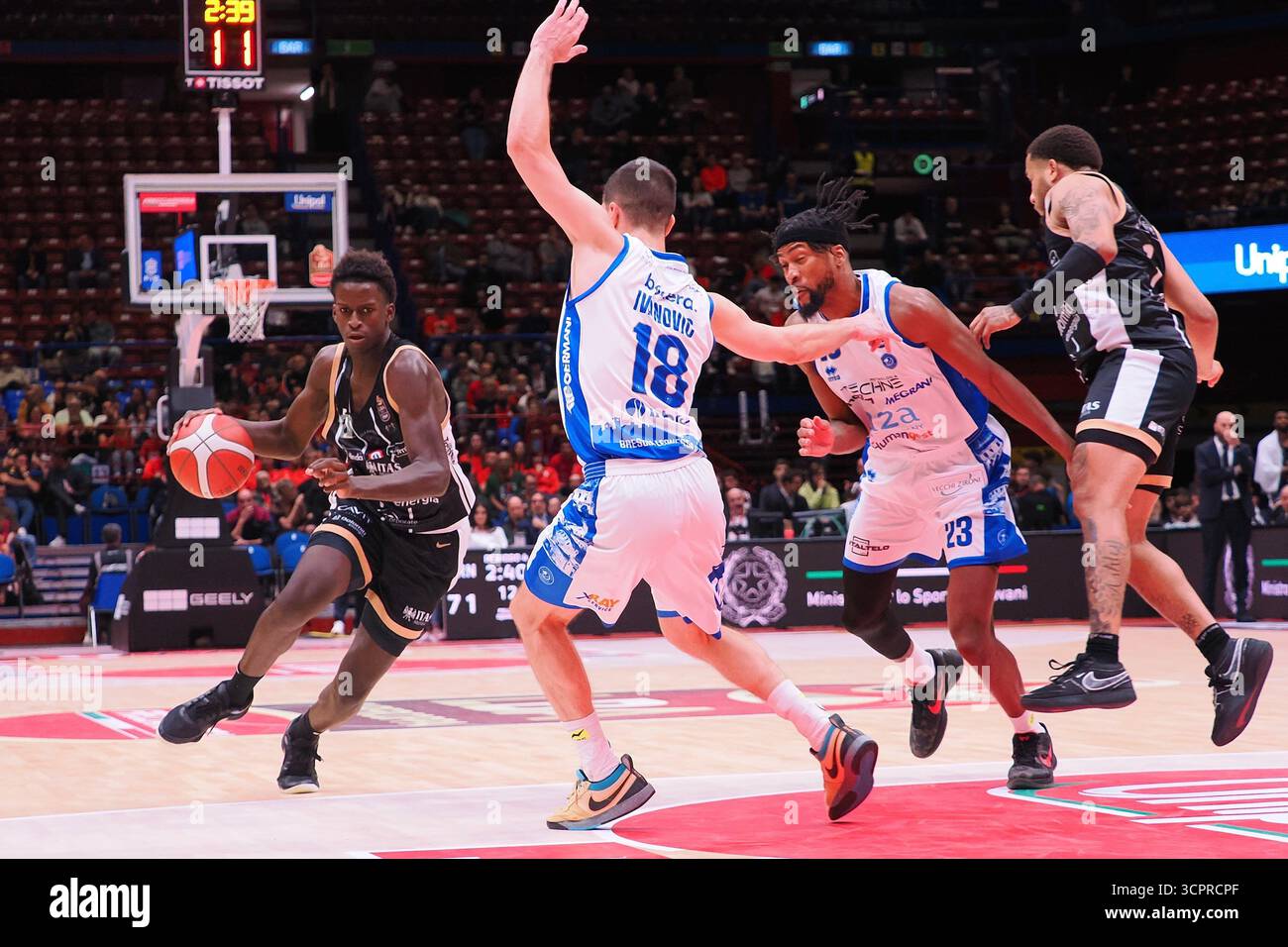 Cheickh Niang (Dolomiti Energia Trento) & Nikola Ivanovic (Germani Brescia) during Semifinal ...