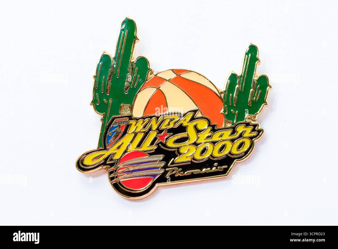 A detail view of a lapel pin of the 2000 WNBA All-Star Game in Phoenix ...