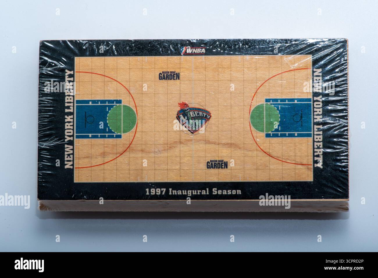 A detail view of a piece of wood depicting the floor of the New York ...