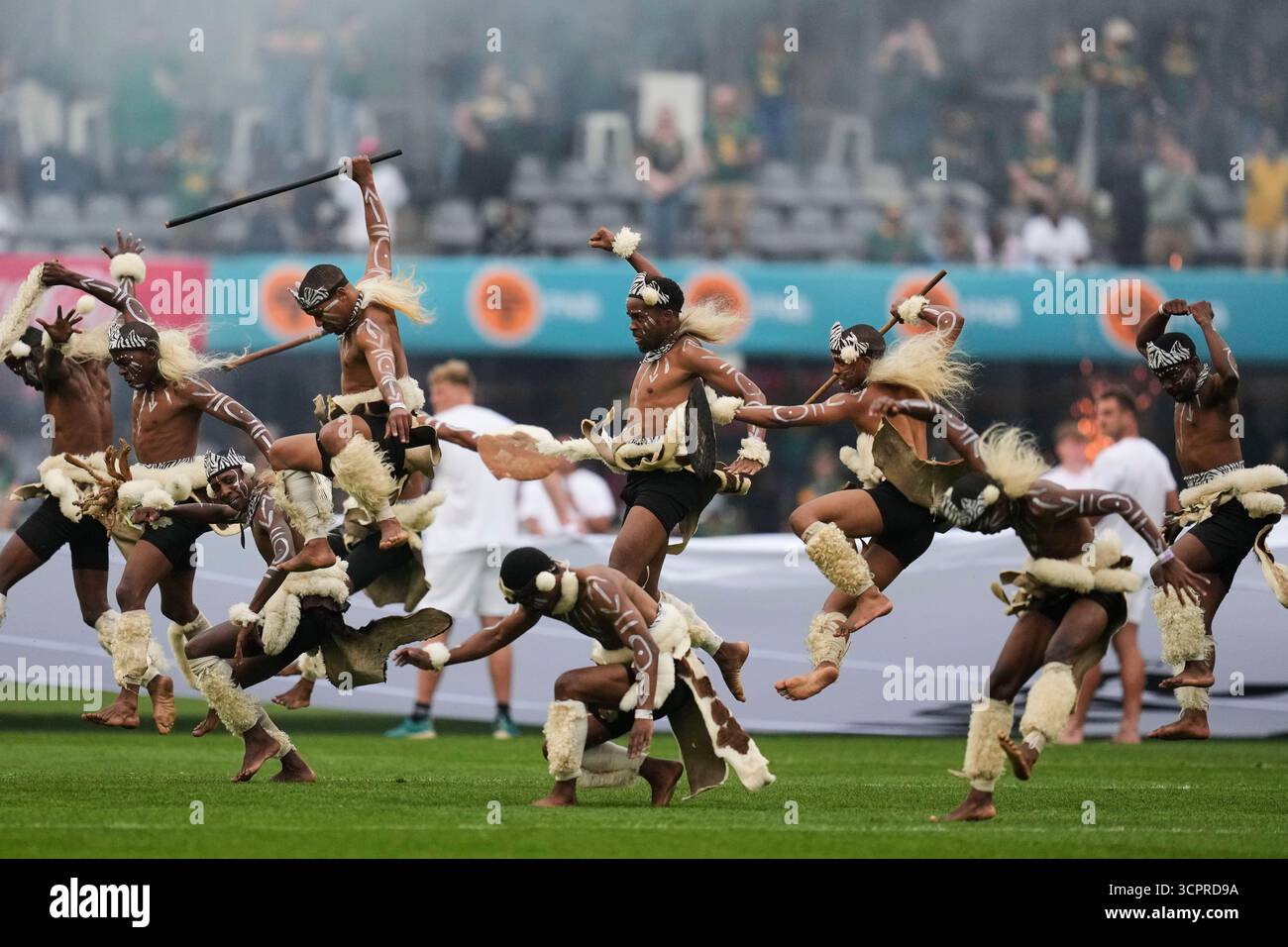 Traditional dancers perform ahead of a rugby championship test match ...