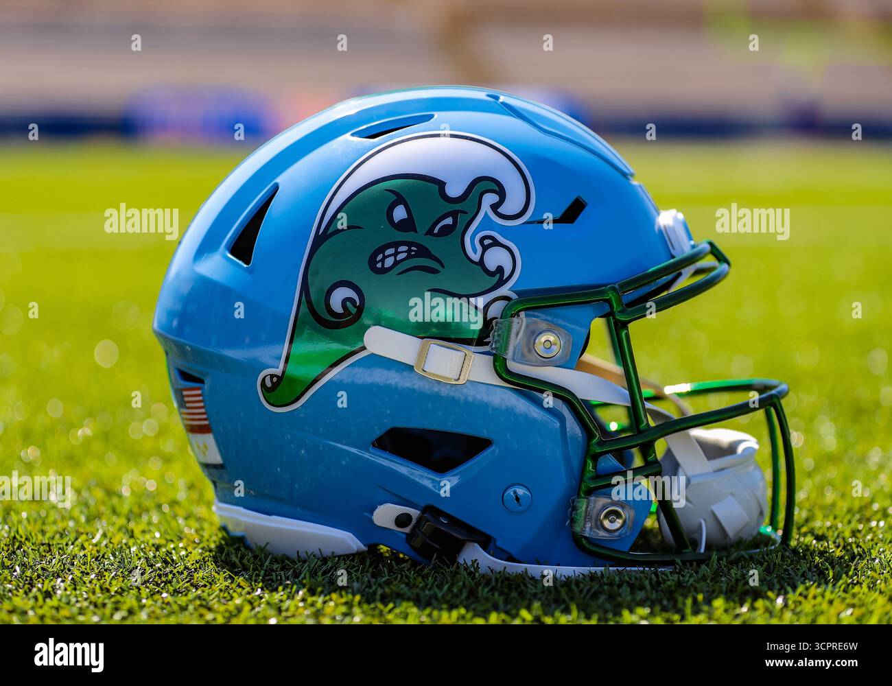September 27, 2025:.Tulane Green Wave helmet for the NCAA Football game ...