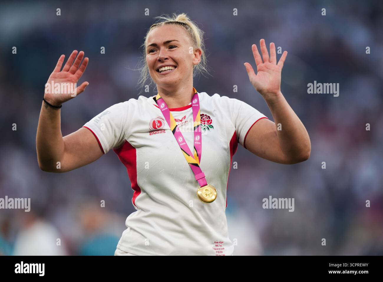 England's Rosie Gallican following the Women's Rugby World Cup final at ...