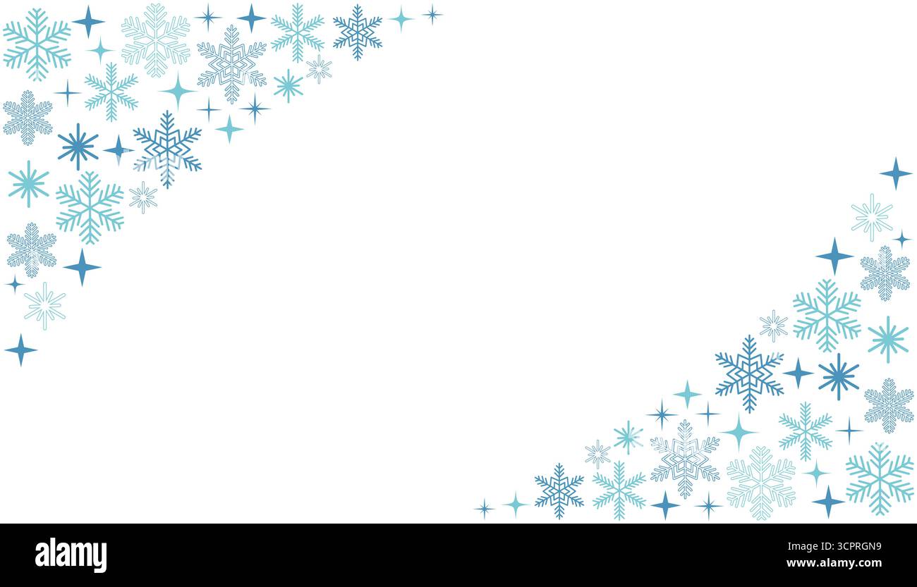 Corners frame with blue snowflake and star in winter holiday theme in ...