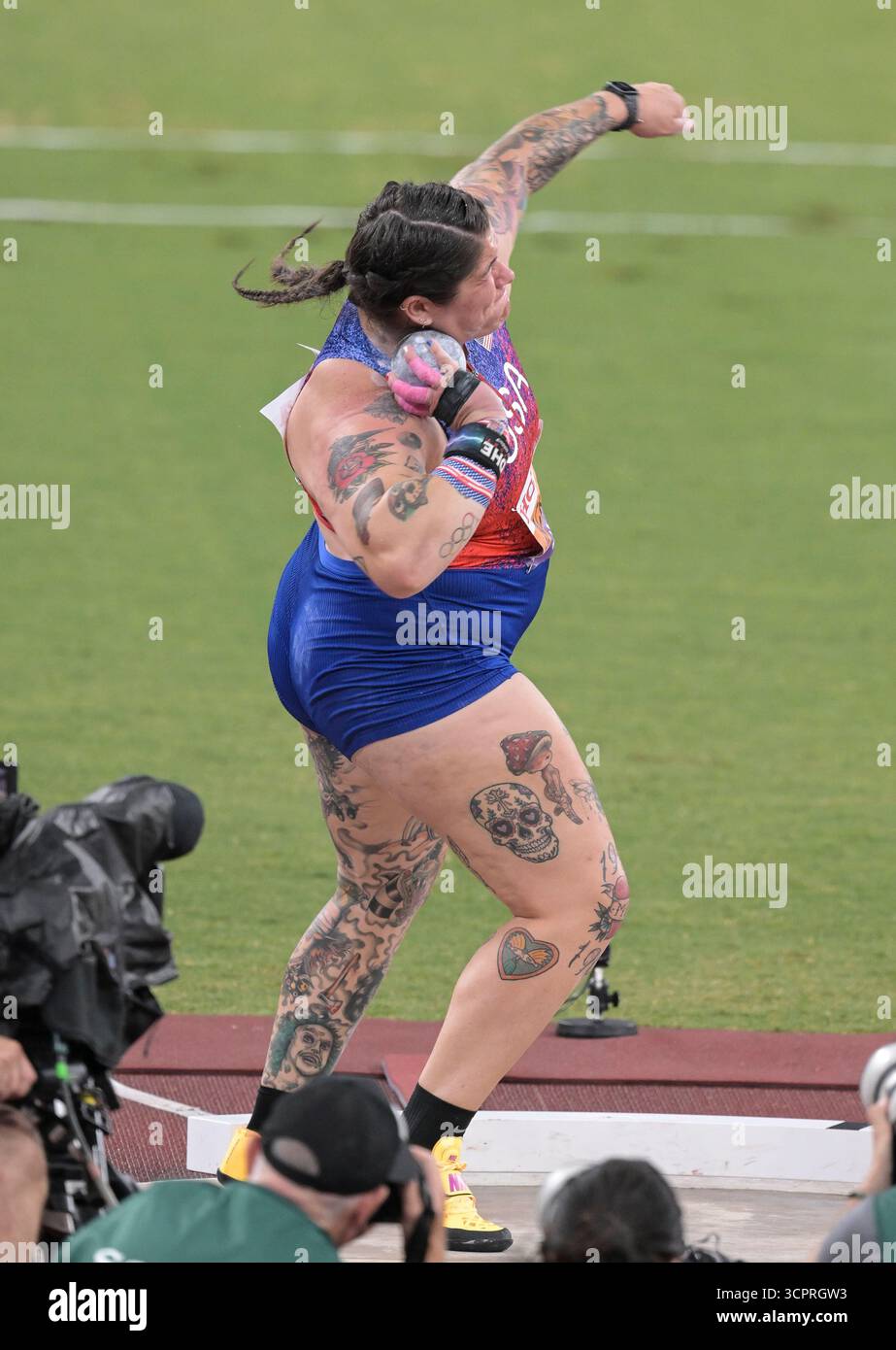 Chase Jackson of the USA competing in the women’s shot put at the World ...
