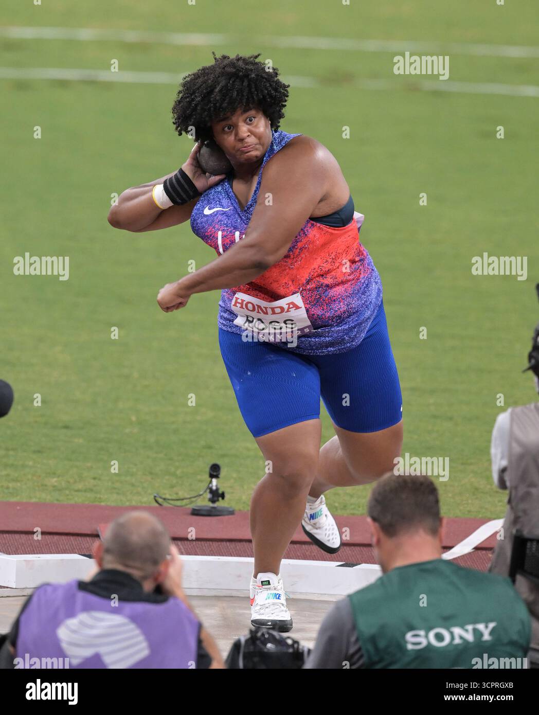 Jaida Ross of the USA competing in the women’s shot put at the World ...