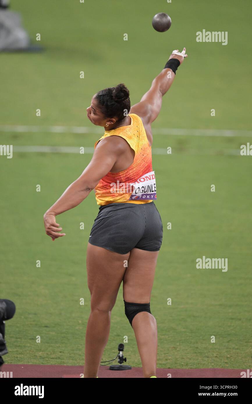 Yemisi Ogunleye of Germany competing in the women’s shot put at the ...