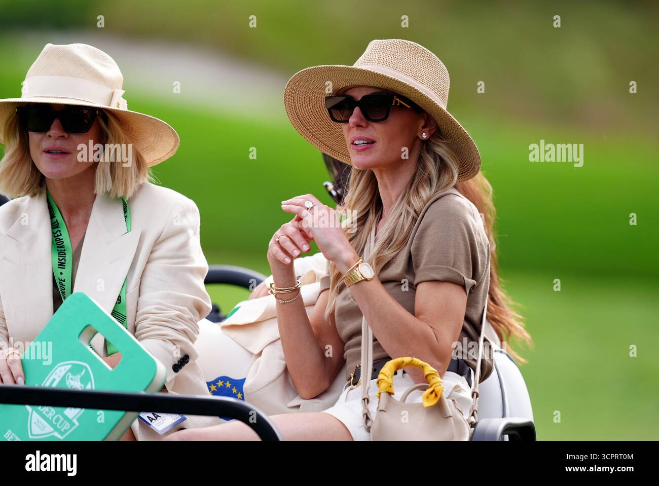 Erica Stoll, wife of Rory McIlroy with Wendy Lowry, wife of Shane Lowry watching the afternoon ...