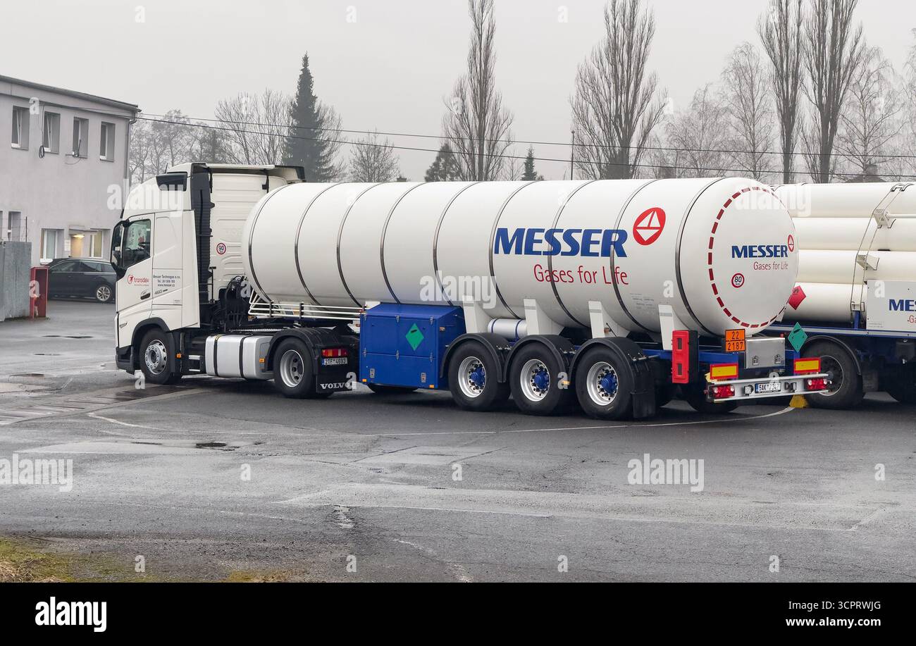 Senov, Czechia - February 28, 2025: Volvo truck with semi-trailer of ...