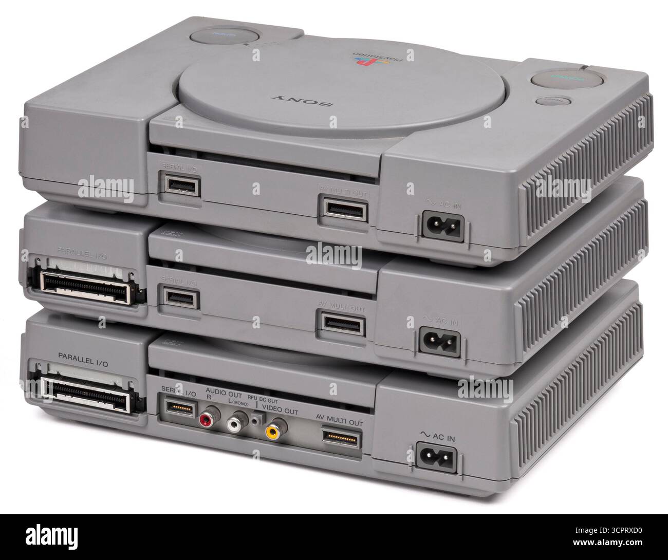Sony PlayStation model backs, showing the evolution of port reduction ...