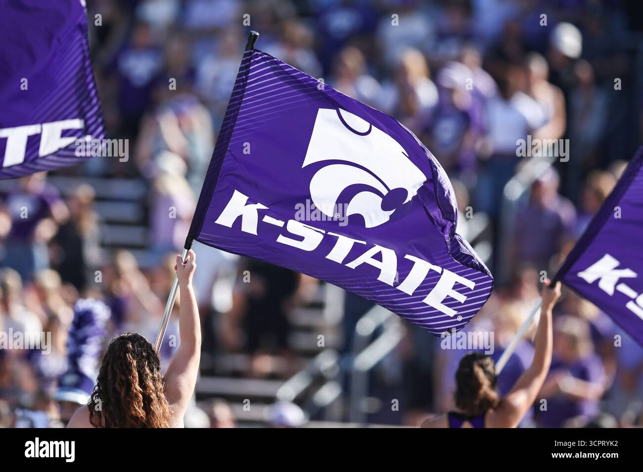 MANHATTAN, KS - SEPTEMBER 27: A Kansas State Wildcats flag with a ...