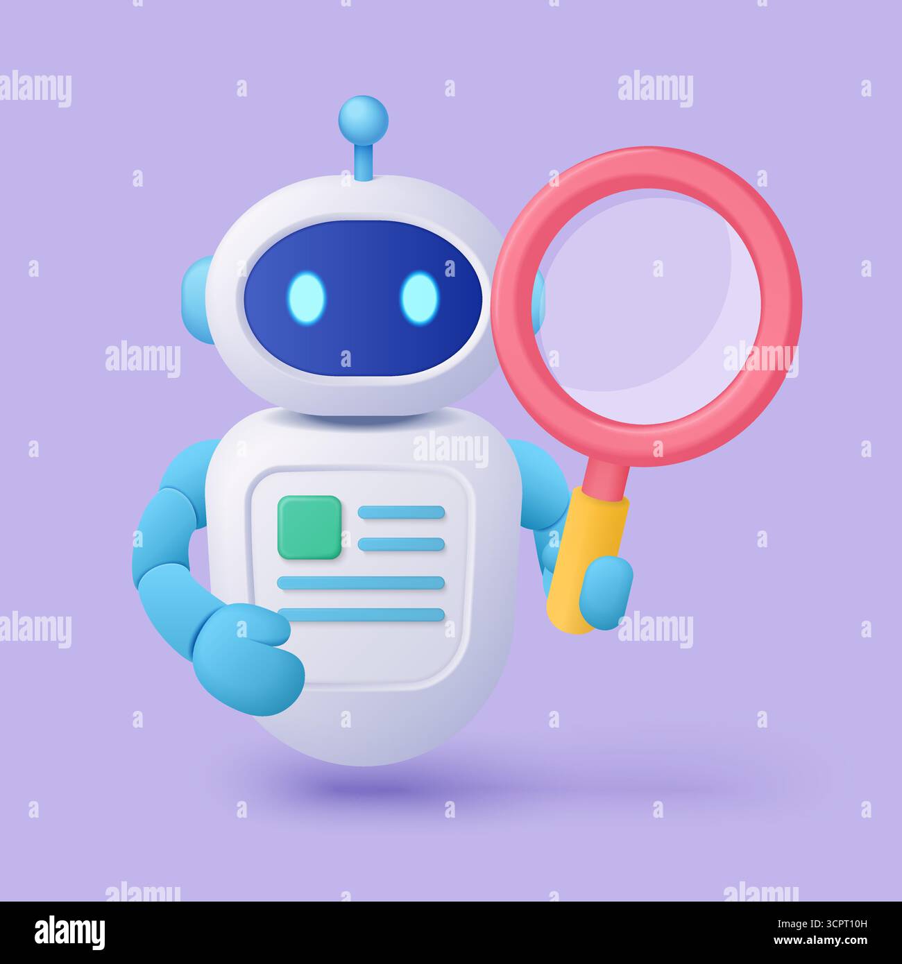 Friendly white robot holding magnifying Stock Vector Images - Alamy