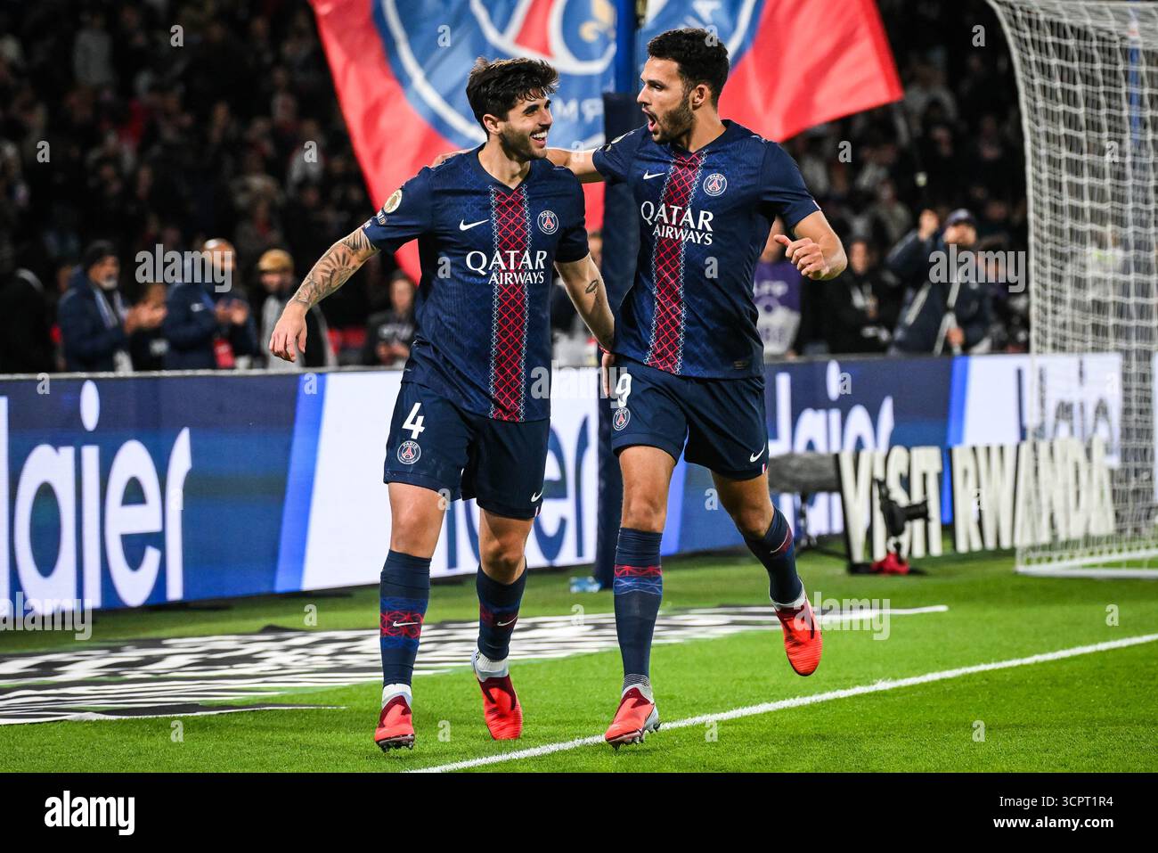 Lucas BERALDO of PSG celebrate his goal with Goncalo RAMOS of PSG ...