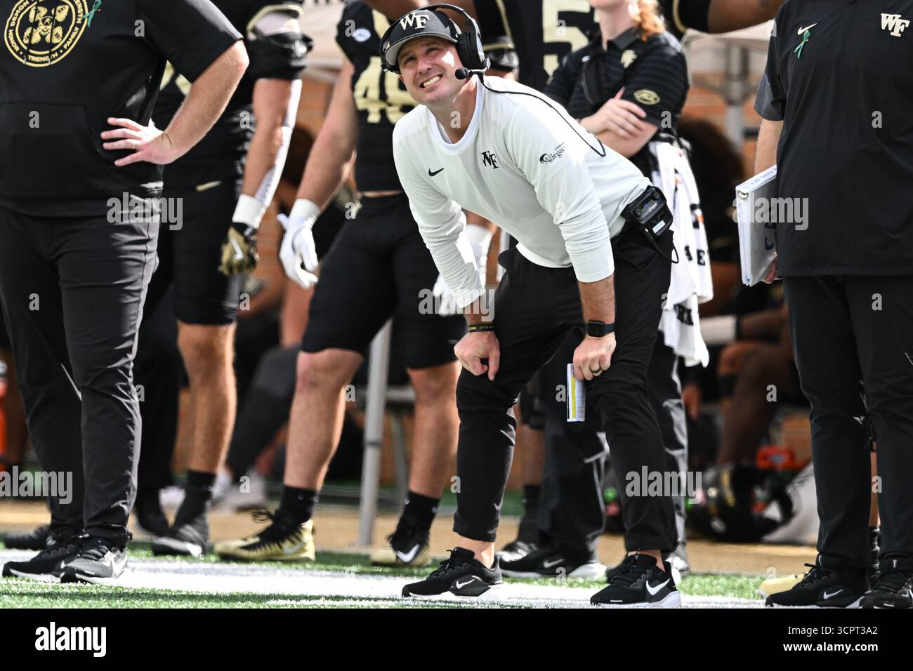 Wake Forest head coach Jake Dickert looks on during the second half of ...