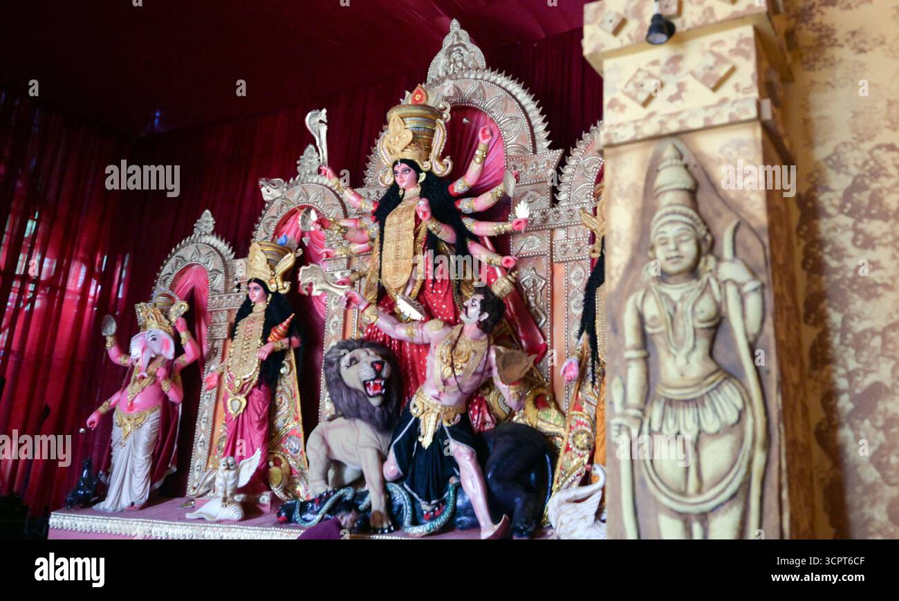NEW DELHI, INDIA - SEPTEMBER 27: A Goddess Durga statue at the ...