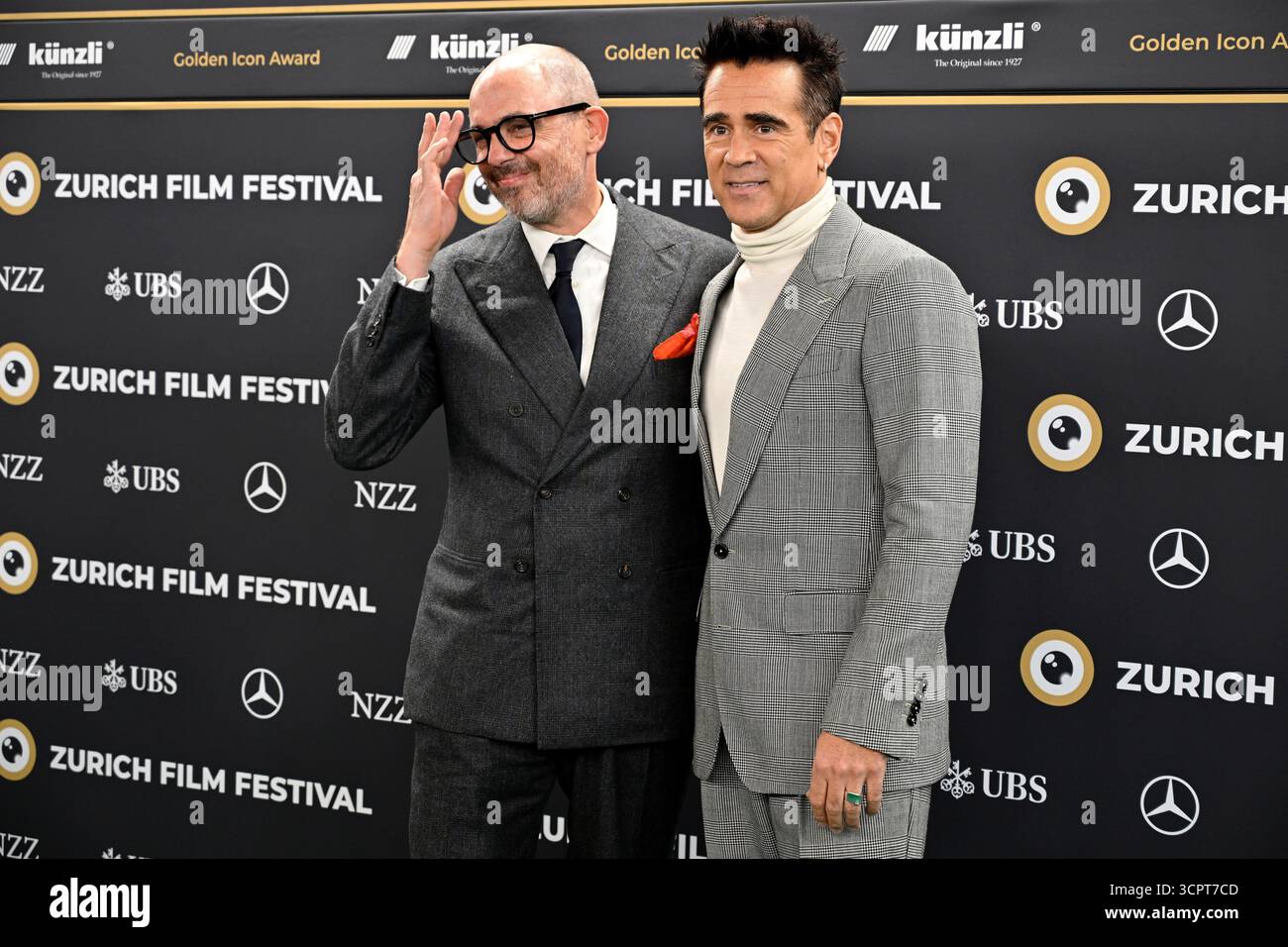Swiss-Austrian film director Edward Berger, left, and Irish actor Colin ...