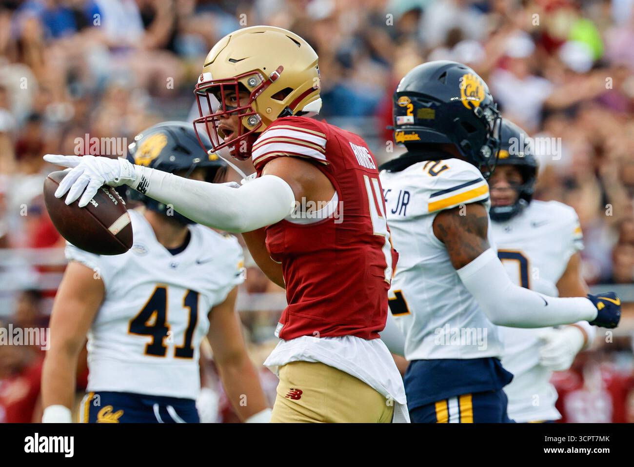 Boston College wide receiver Reed Harris (4) reacts after a reception ...
