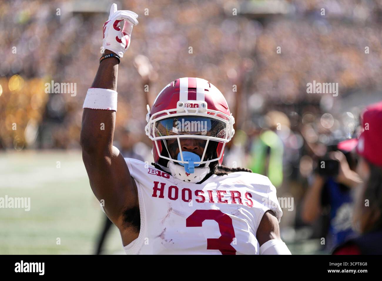 Indiana wide receiver Omar Cooper Jr. celebrates after catching a ...