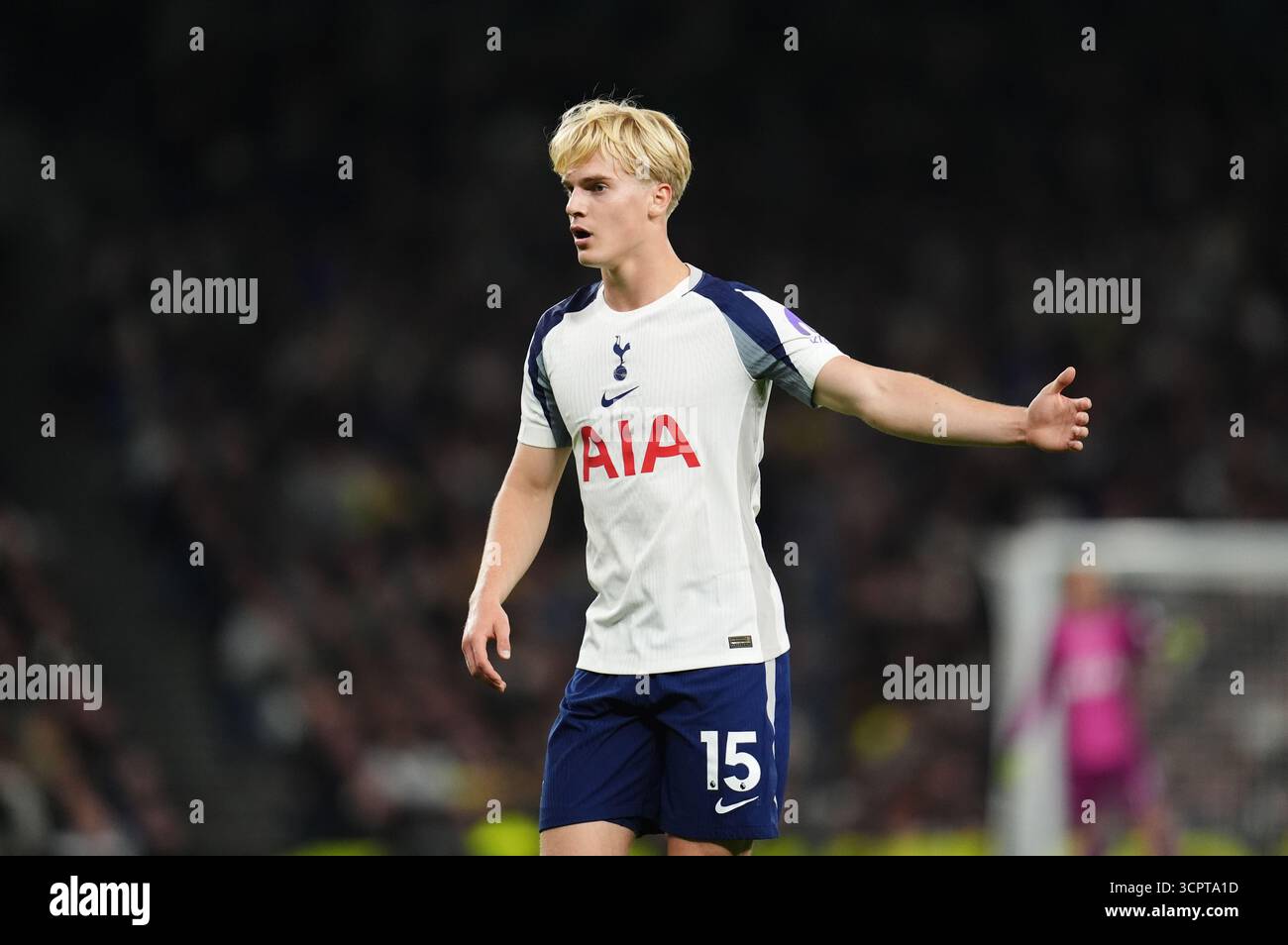 Tottenham Hotspur's Lucas Bergvall during the Premier League match at ...